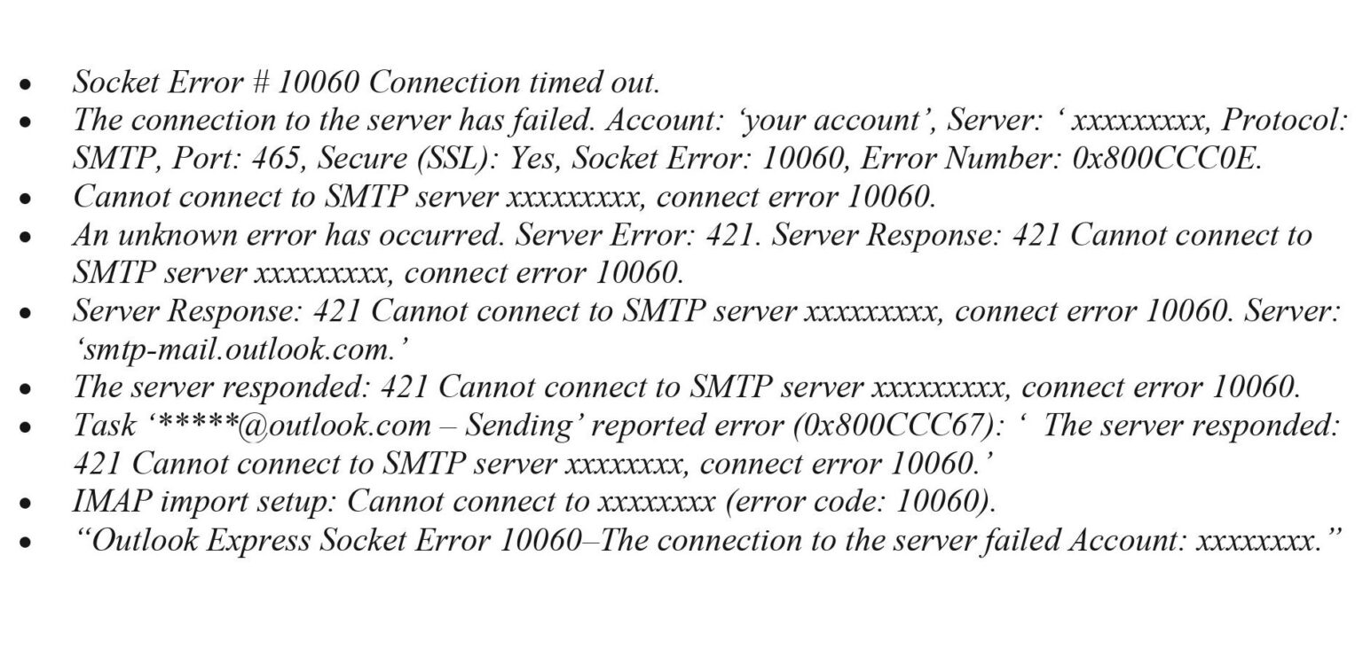 Resolved ‘Outlook Connect Error 10060’ Problem – 04 Free Solution | How ...